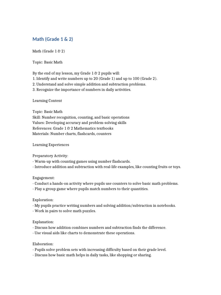 Math Personalized_Multigrade_Lesson_Plan_Updated | PDF | Mathematics | Shape