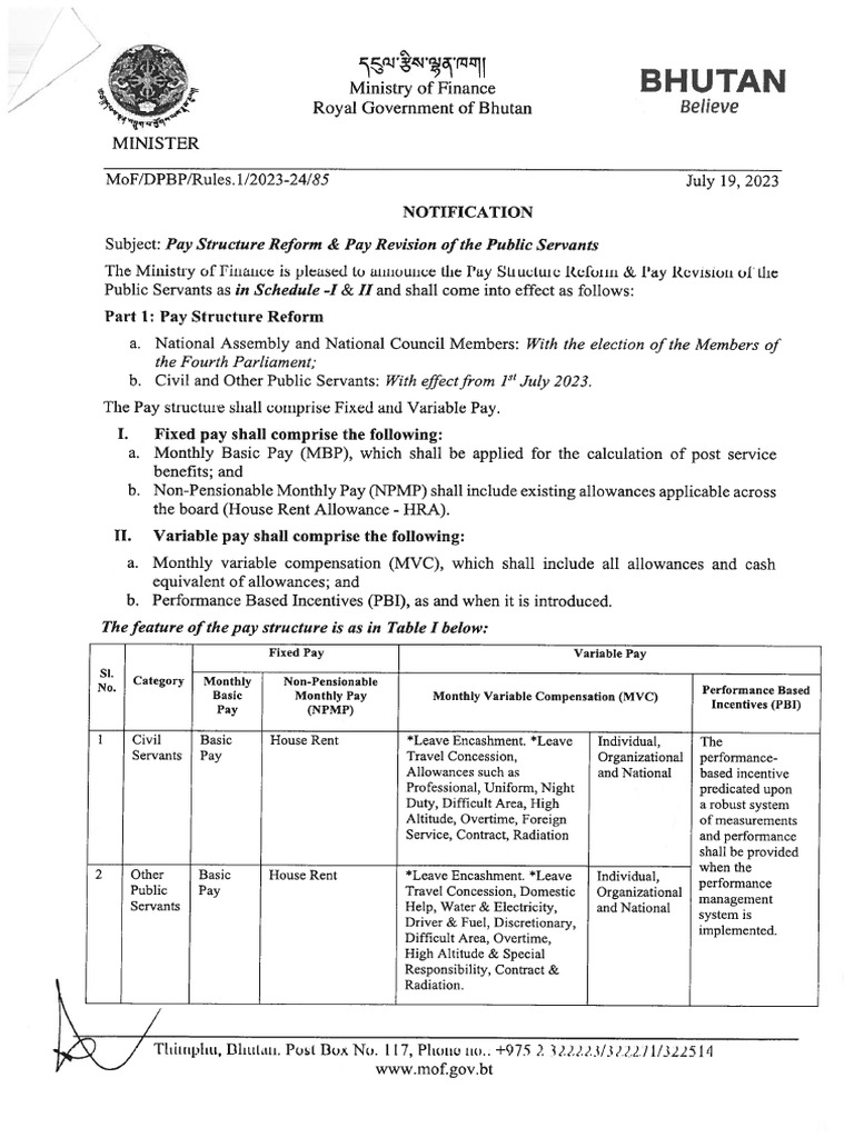 Pay Structure Reform Pay Revision Notification July 2023 | PDF
