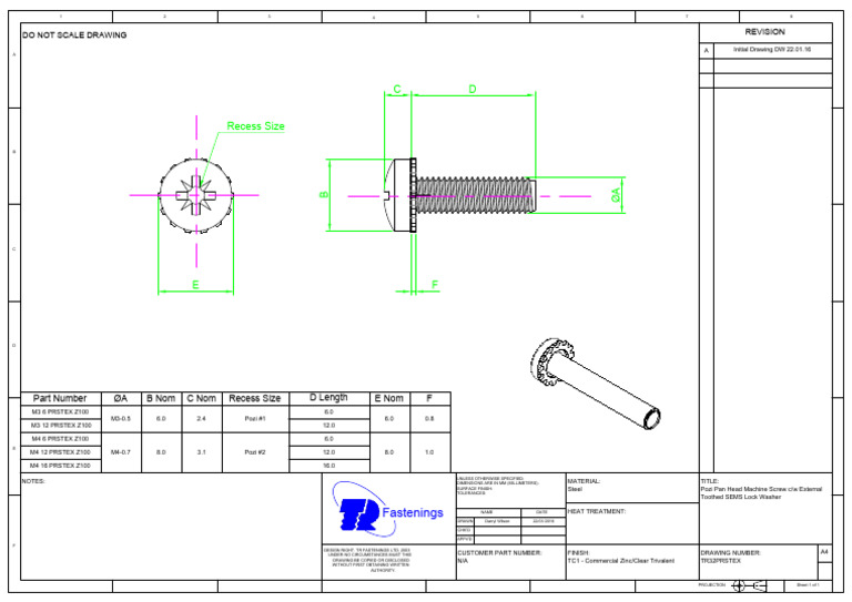 Fastenings: Do Not Scale Drawing Revision | PDF | Mechanical ...