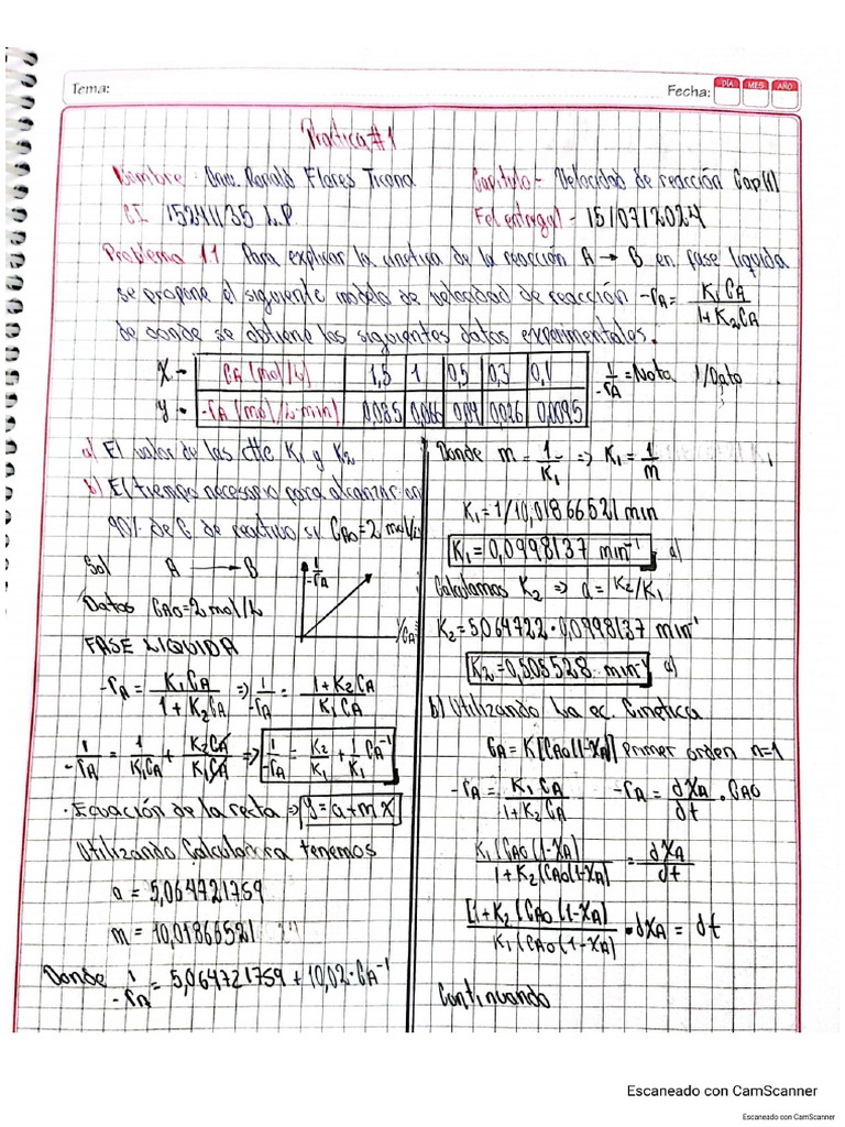 Practica 1 Cinetica QMT | PDF