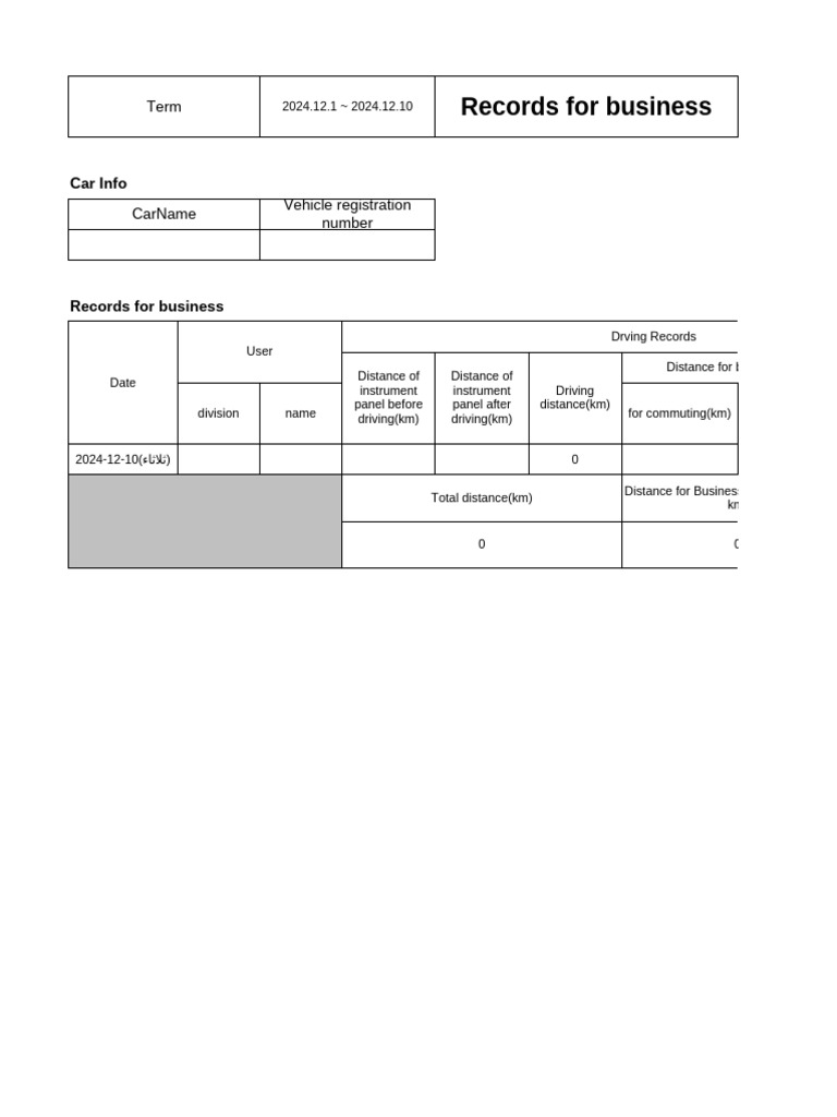 Business Driving Records 2024 | PDF
