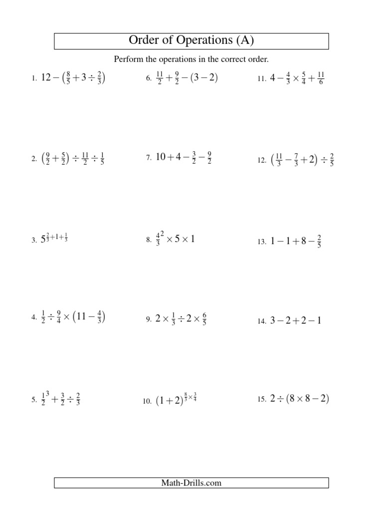 GEMDAS With Fractions 2 | PDF