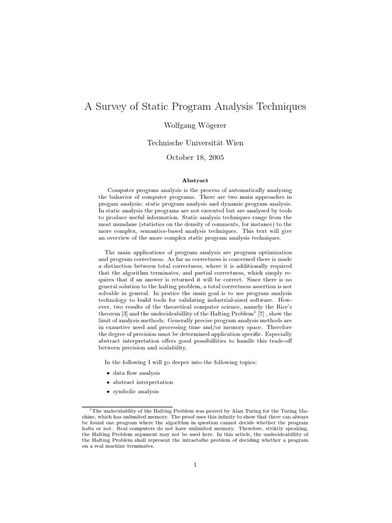 Overview of Static Program Analysis Techniques | PDF | Function (Mathematics) | Computer Program