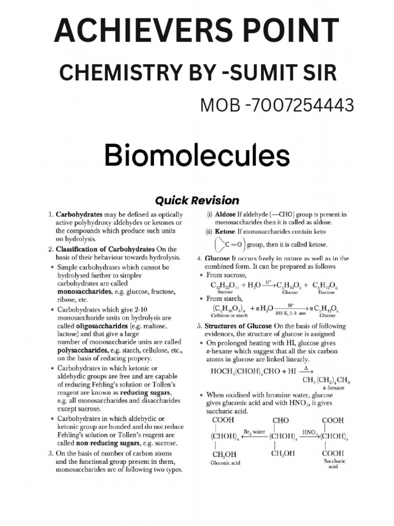 Biomolecules by - Sumit Sir | PDF