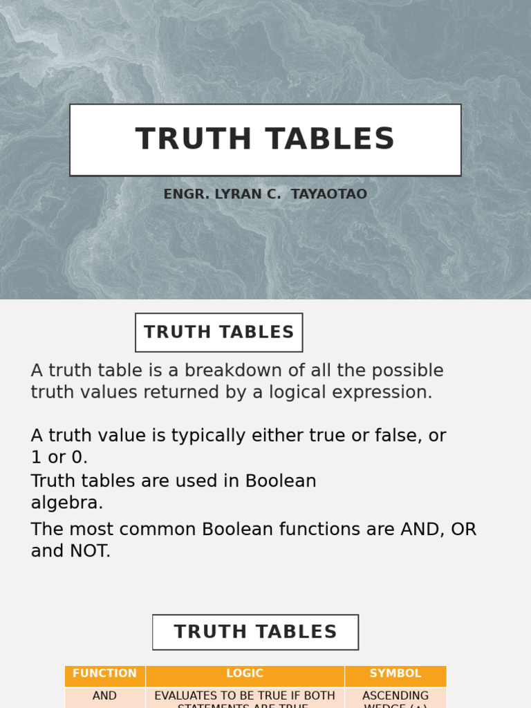 Truth Tables | PDF