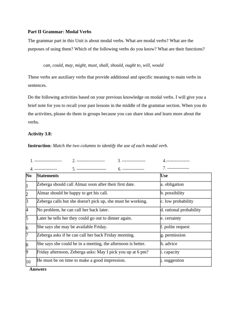Understanding Modal Verbs in Grammar | PDF | Linguistic Typology ...