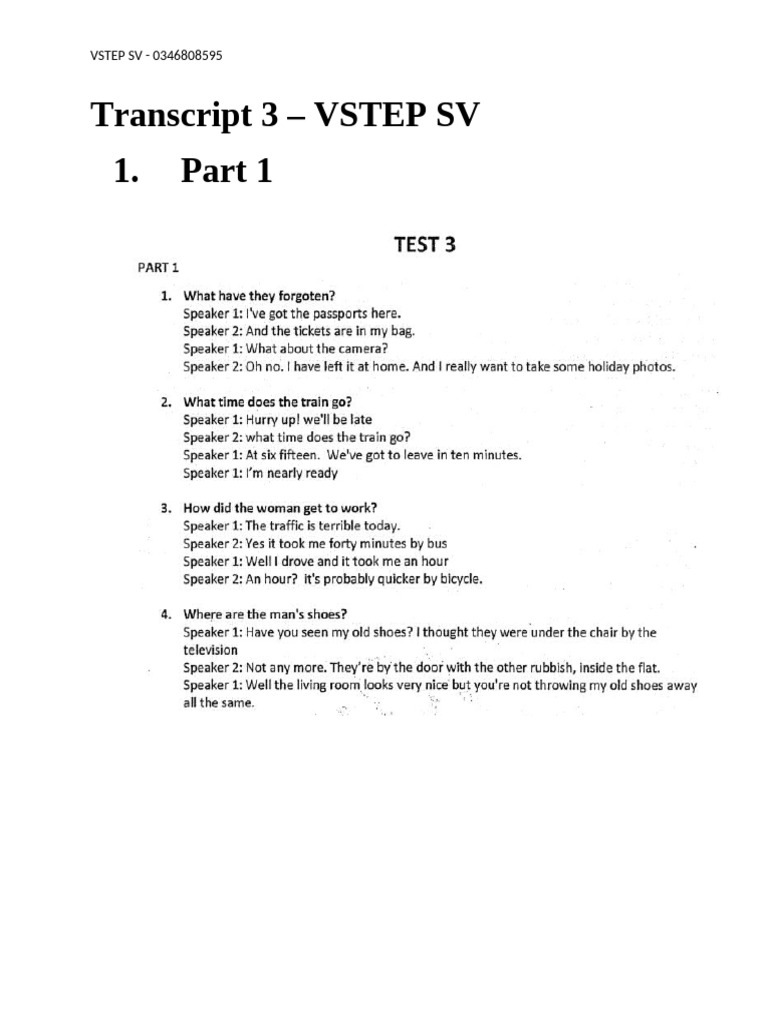 VSTEP SV - Transcript 3 | PDF