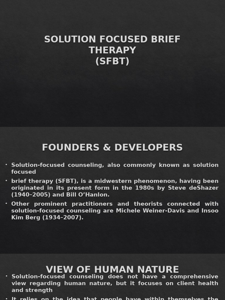 Solution Focused Brief Therapy | PDF | Social Psychology ...