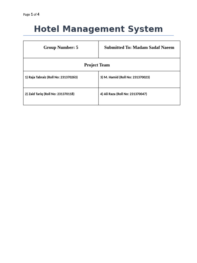 Automated Hotel Management System | PDF | Computing
