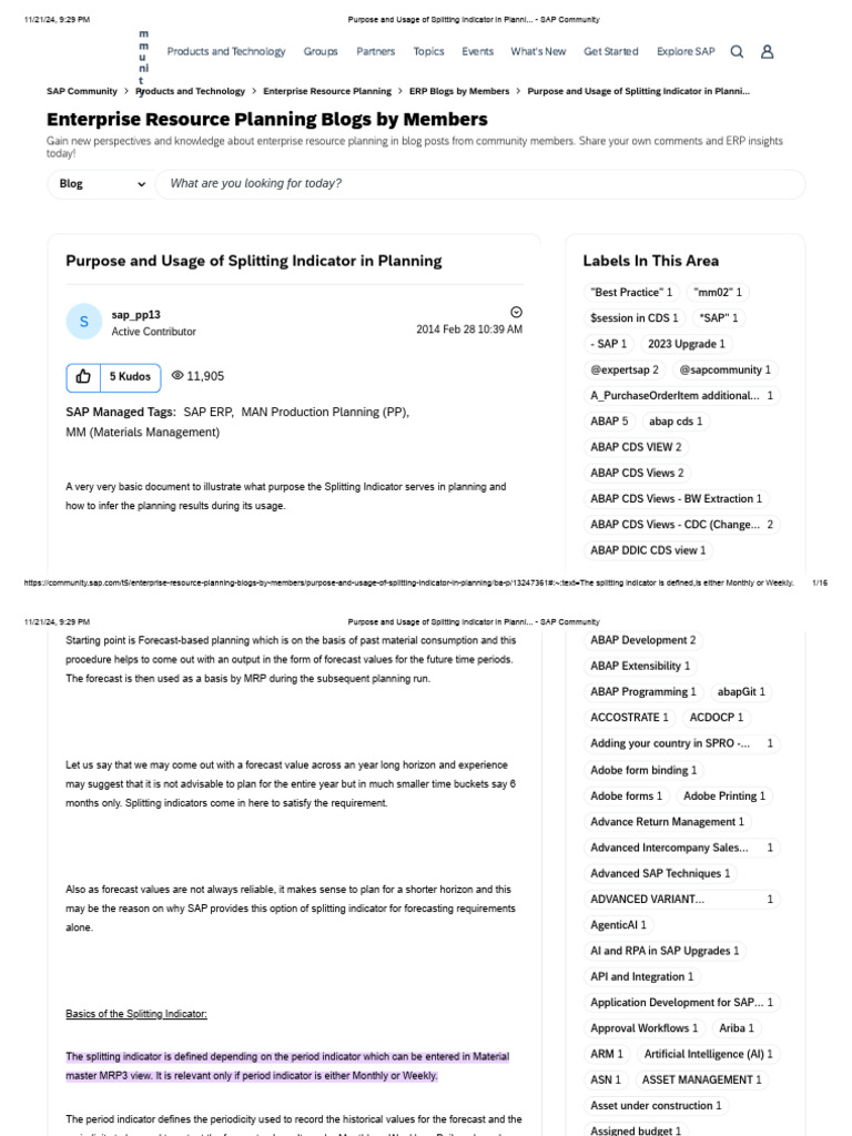 Usage of Splitting Indicator | PDF | Enterprise Resource Planning | Computing