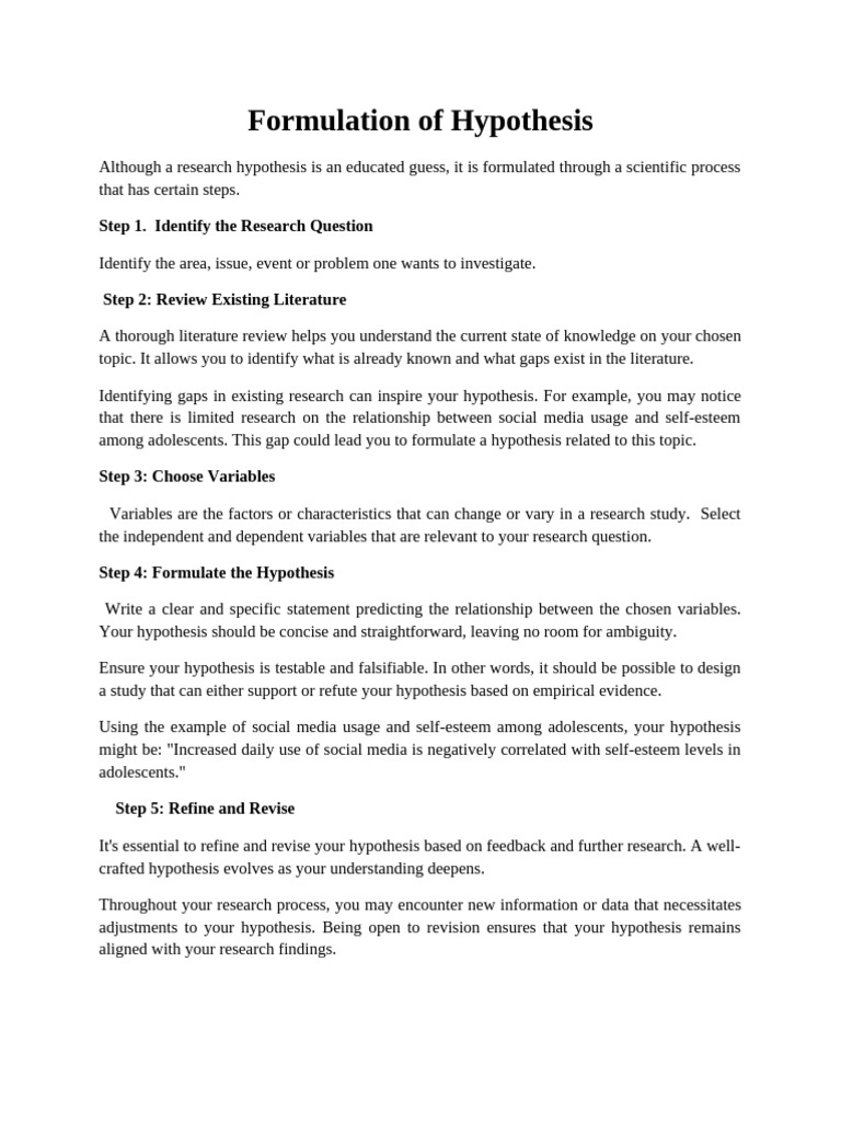Formulation of Hypothesis | PDF | Hypothesis | Falsifiability