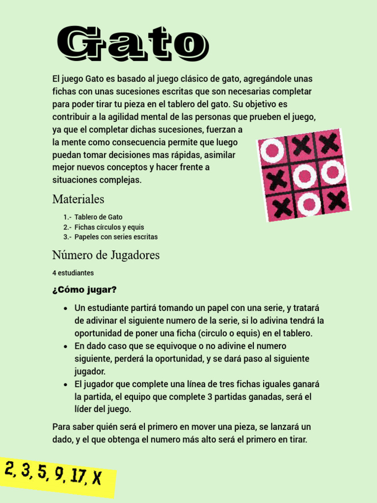 REGLAMENTO JUEGO GATO | PDF