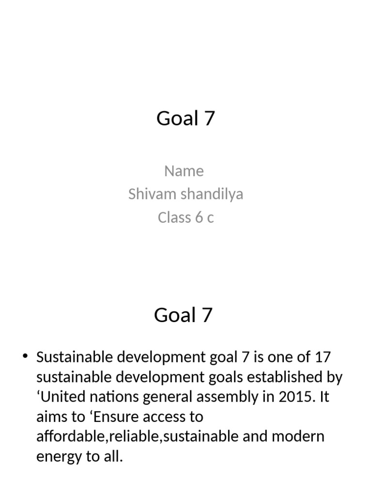 Sustainable Development Goals Goal 7 | PDF
