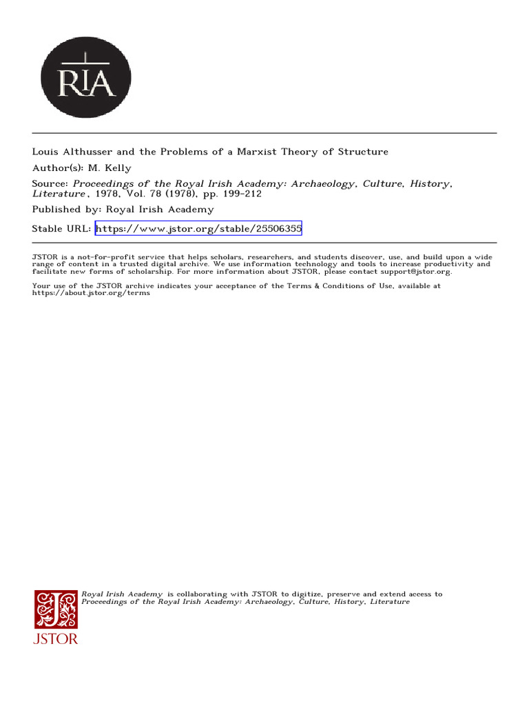 Louis Althusser and The Problems of A Marxist Theory of Structure | PDF ...