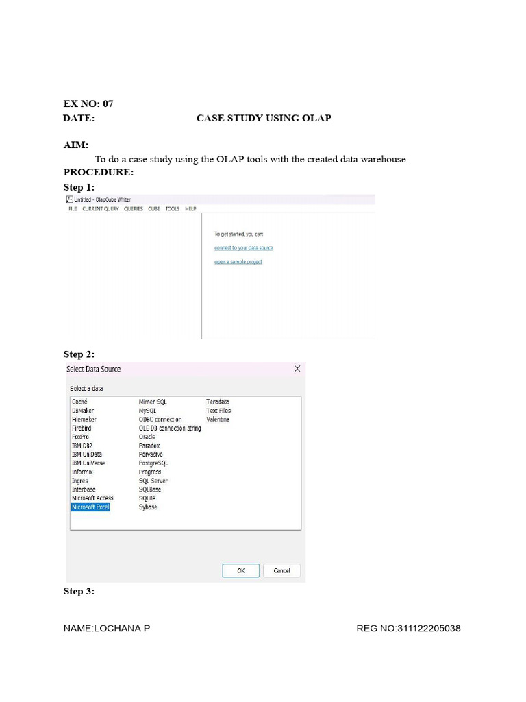 DW EX7,8.docx | PDF | Data | Data Warehouse