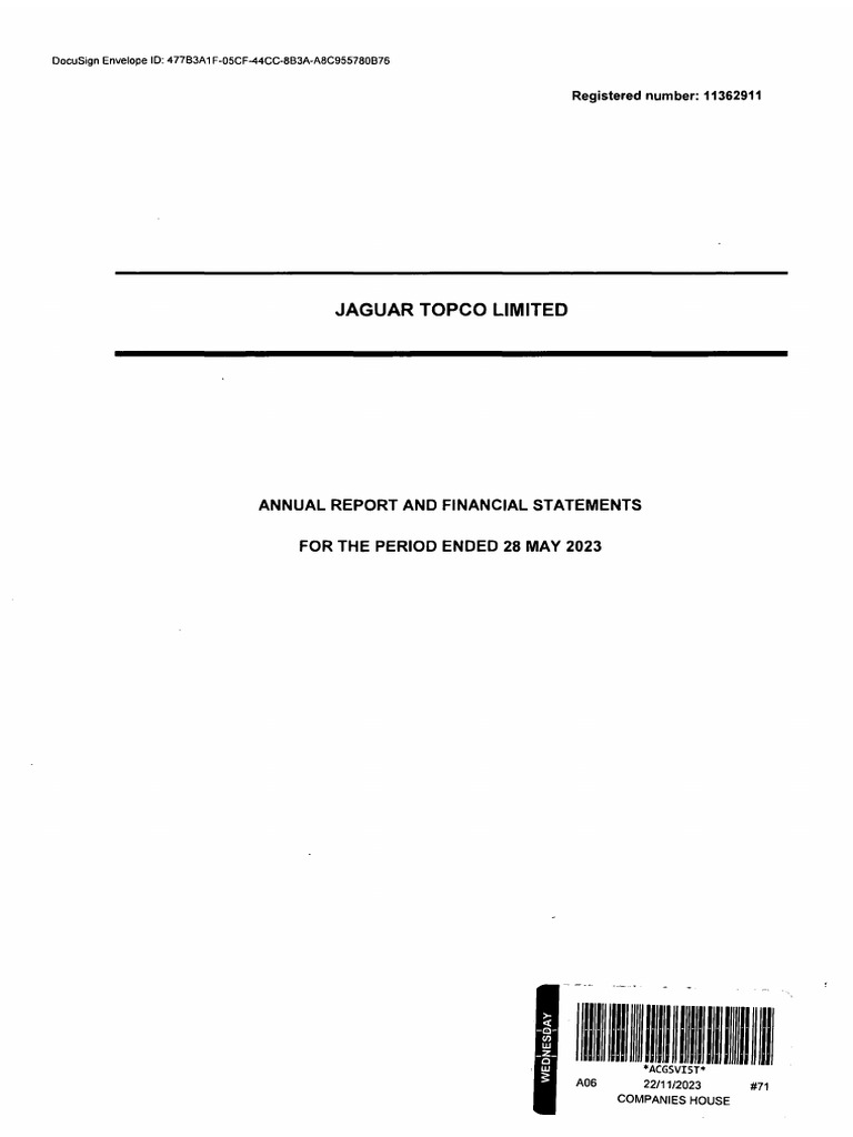 2023 Annual Report - Jaguar Topco Limited | PDF