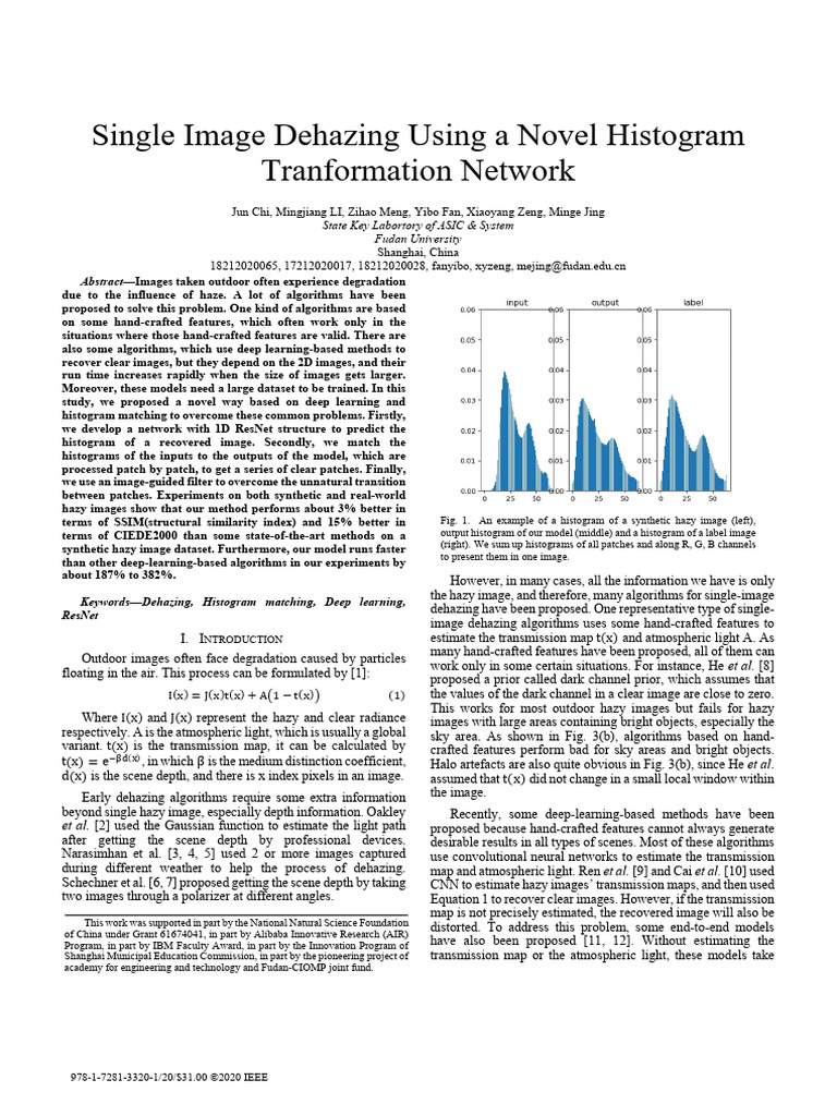 Single Image Dehazing via Histogram Network | PDF | Algorithms | Applied Mathematics