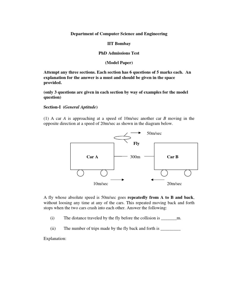 PHD Admissions Model Paper, IIT Bombay | PDF | Bit | Scheduling (Computing)