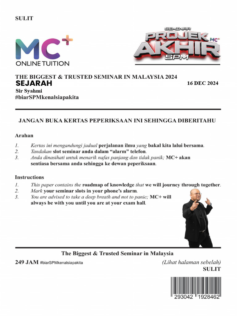 Seminar Projek Akhir Spm Sejarah Sir Syahmi 16.12.2024 | PDF