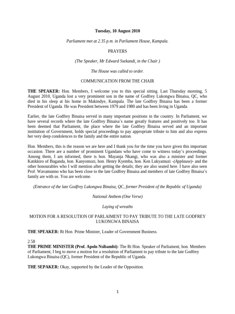 Tribute to Godfrey Lukongwa Binaisa | PDF | Uganda