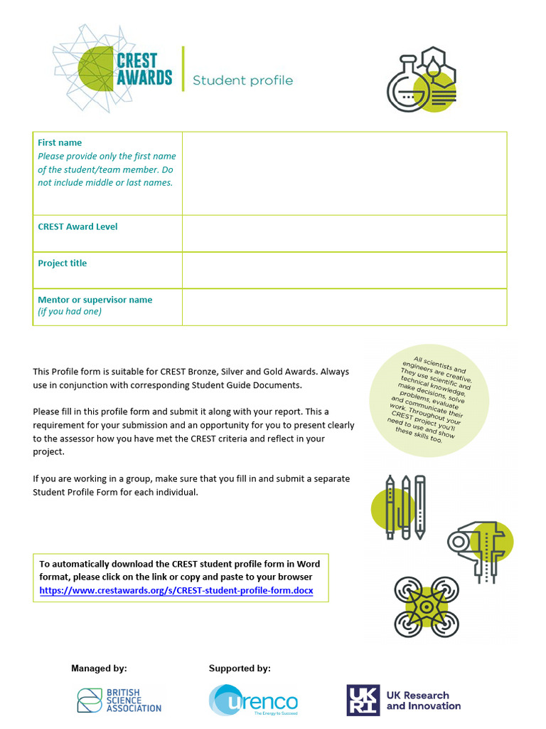 CREST Student Profile Form Download | PDF | Mentorship | Cognition
