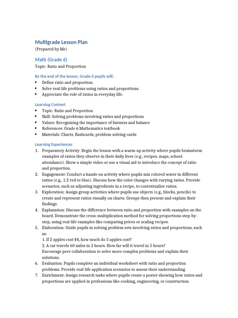 Multigrade Lesson Plan Final Revised | PDF | Adjective | Learning