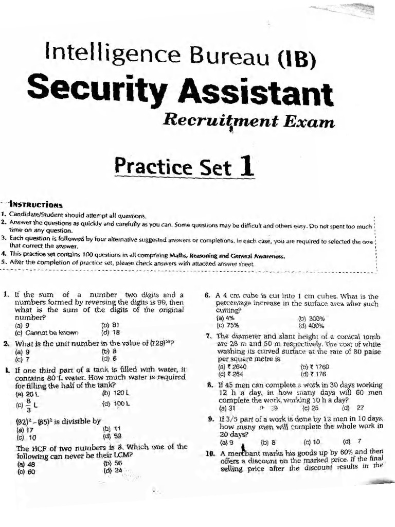 IB ACIO Practice Sets PDF | PDF