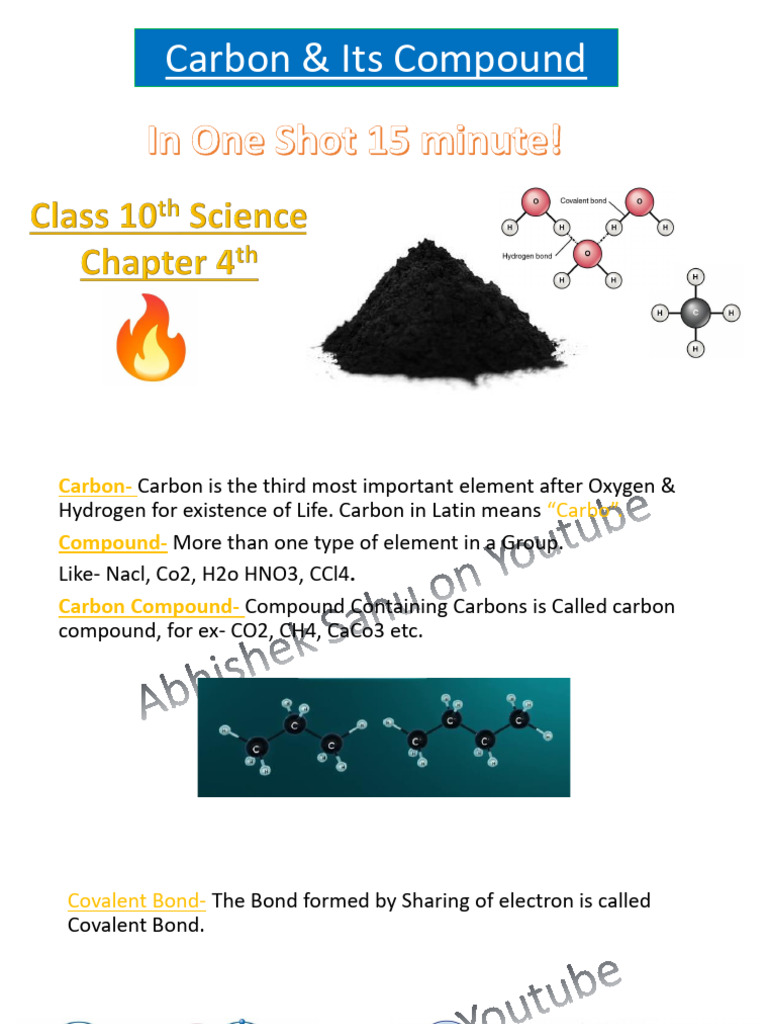 Class 10th Chapter 4 Carbon & Its Compound One Shot | PDF