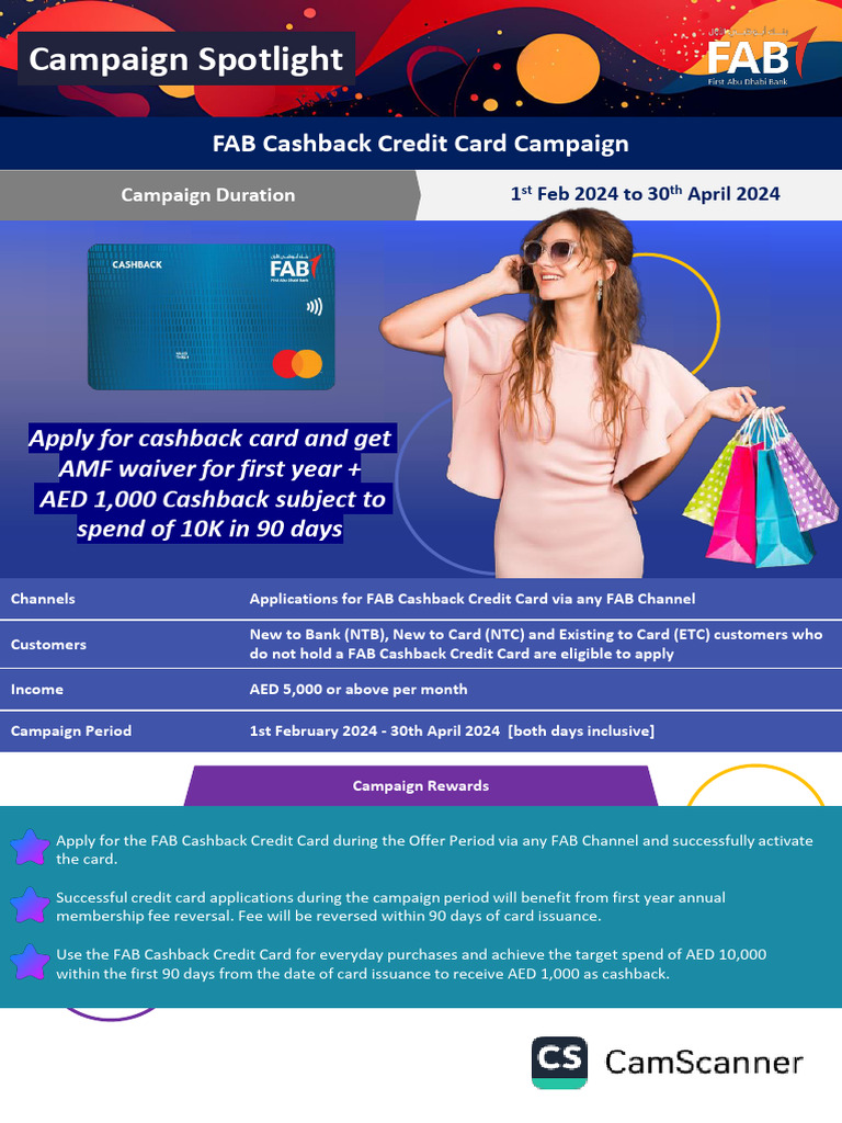 Campaign Spotlight - FAB Cashback Credit Card Campaign | PDF | Credit ...