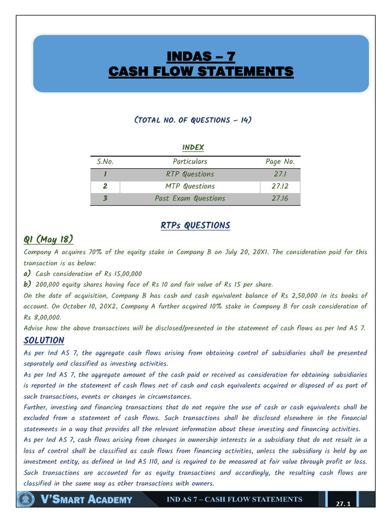 Ind AS 7 Cash Flow Statement Guide | PDF | Income Statement | Dividend