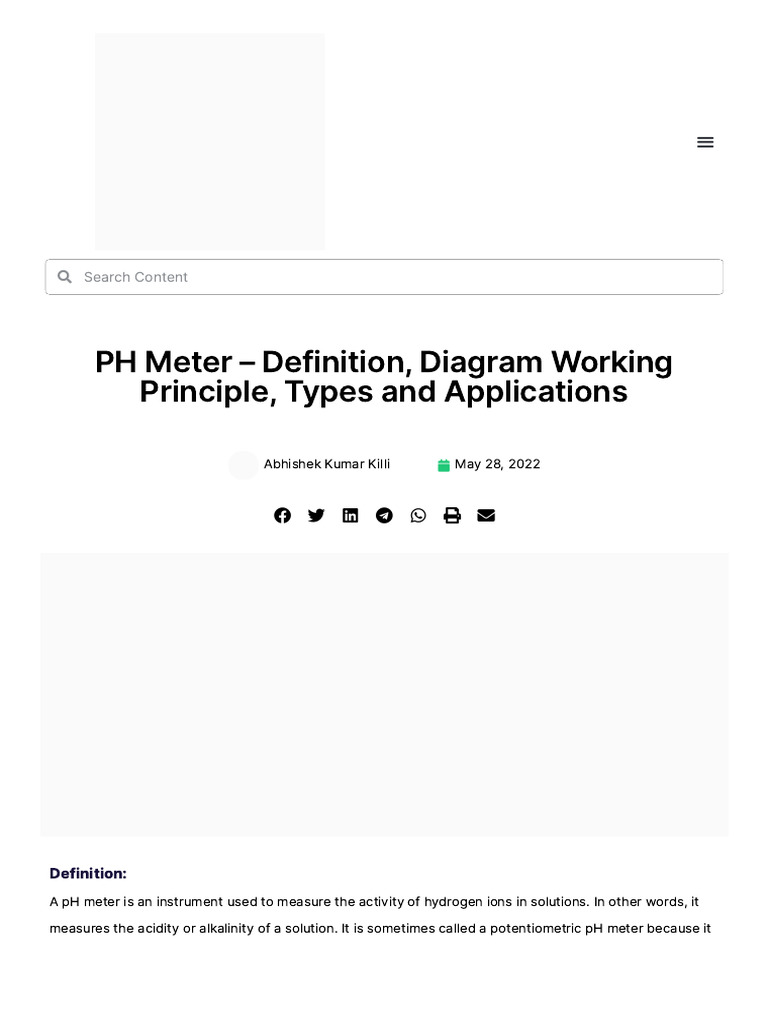 PH Meter - Definition, Diagram Working Principle, Types and Appl | PDF ...