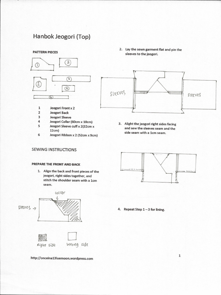 Hanbok Jeogori Tutorial and Pattern | PDF