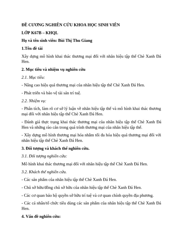 Đề cương NCKH | PDF