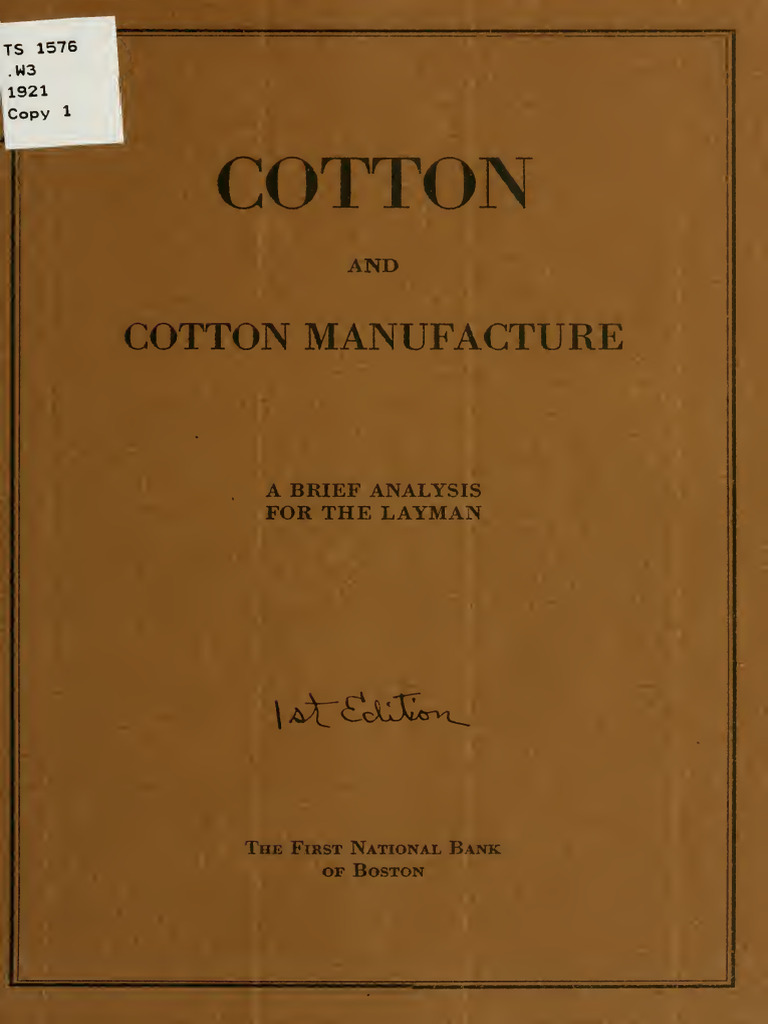Cotton and Cotton Manufacture 1921 | PDF | Yarn | Futures Contract