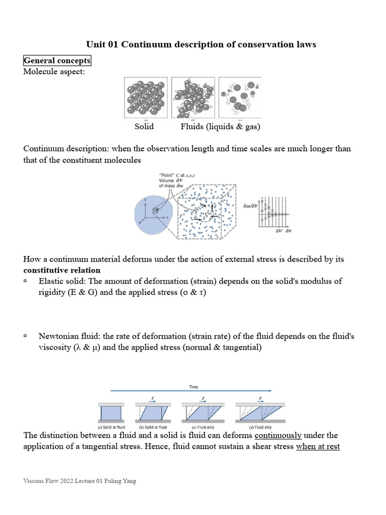 01 Introduction and Continuum Description | PDF | Fluid Mechanics ...