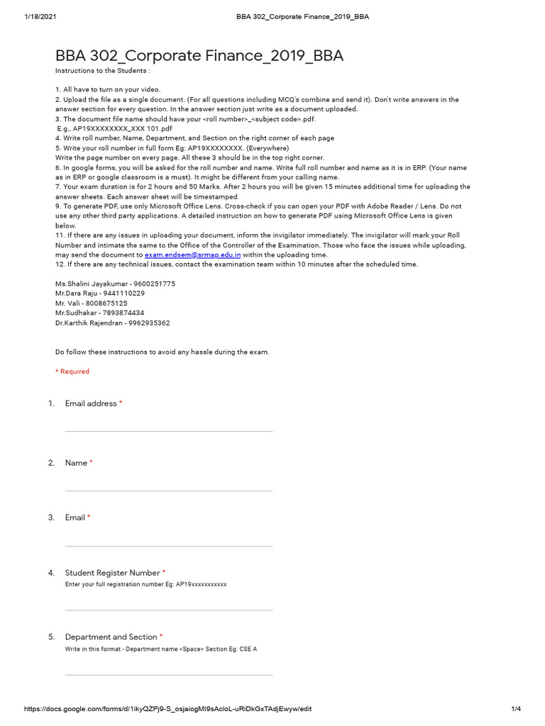 BBA 302_Corporate Finance_2019_BBA - Google Forms | PDF | Capital ...