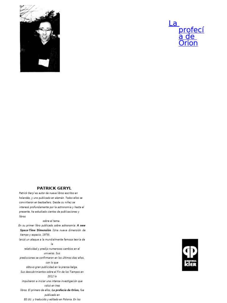 La Profecía de Orion de Patrick Geryl | PDF | Tierra | Universo