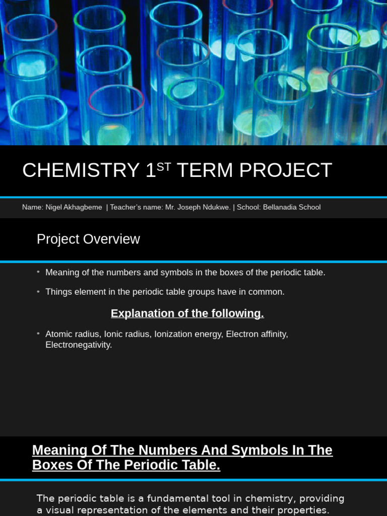 Chemistry 1st term proj. | PDF | Ion | Periodic Table
