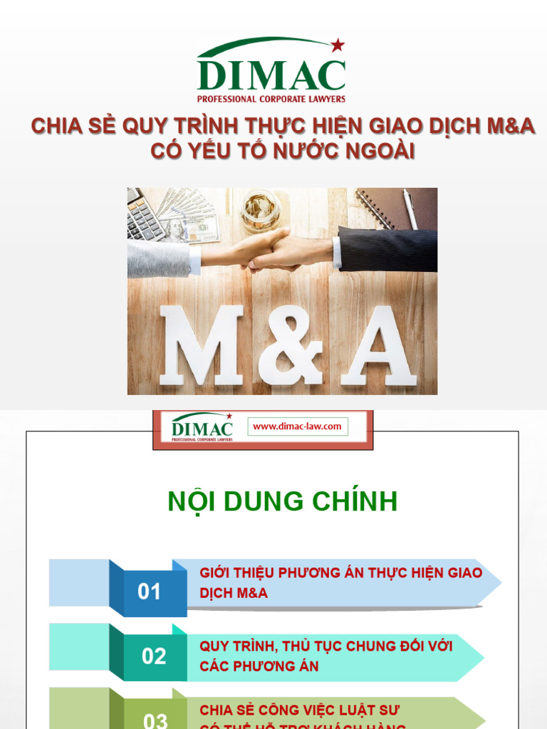 DIMAC_Chia Se Ve Quy Trinh Thuc Hien Mot So Model M&A_V_03_TTHY_01 | PDF