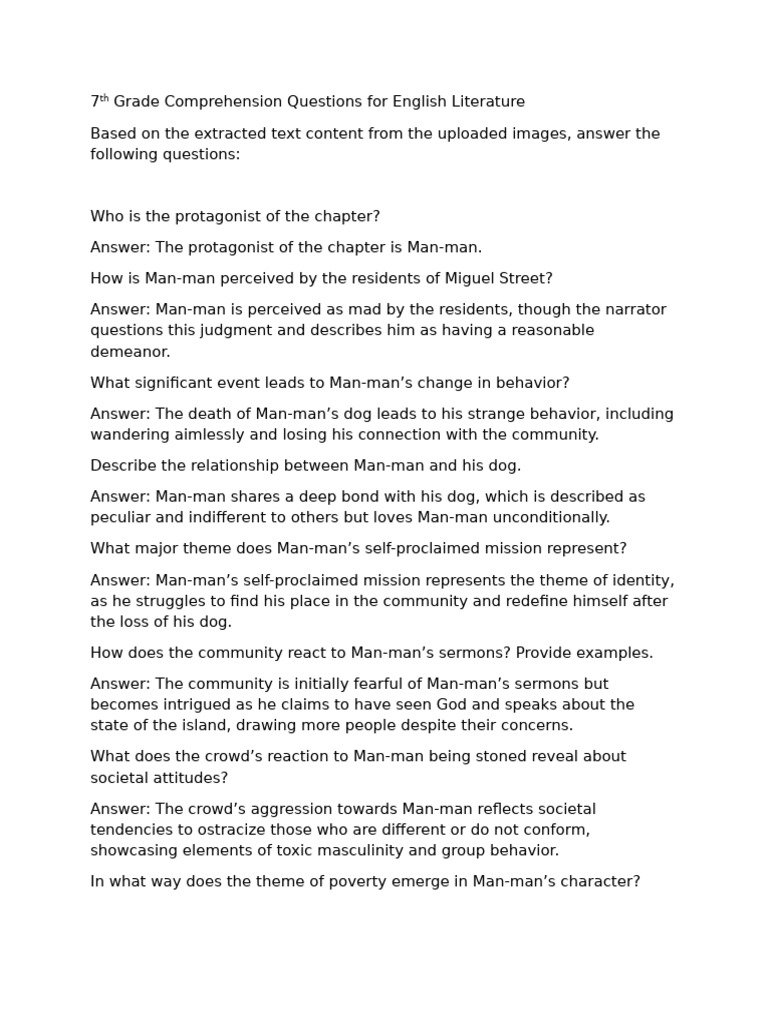 Man-Man Comprehension Questions | PDF | Forgiveness | Psychological ...