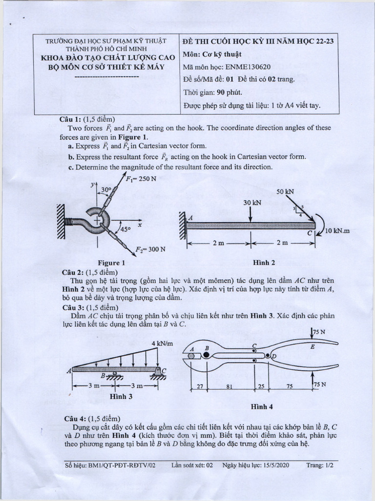 Clc de Thi Co Ky Thuat Enme130620 Hk3-2022-2023 | PDF
