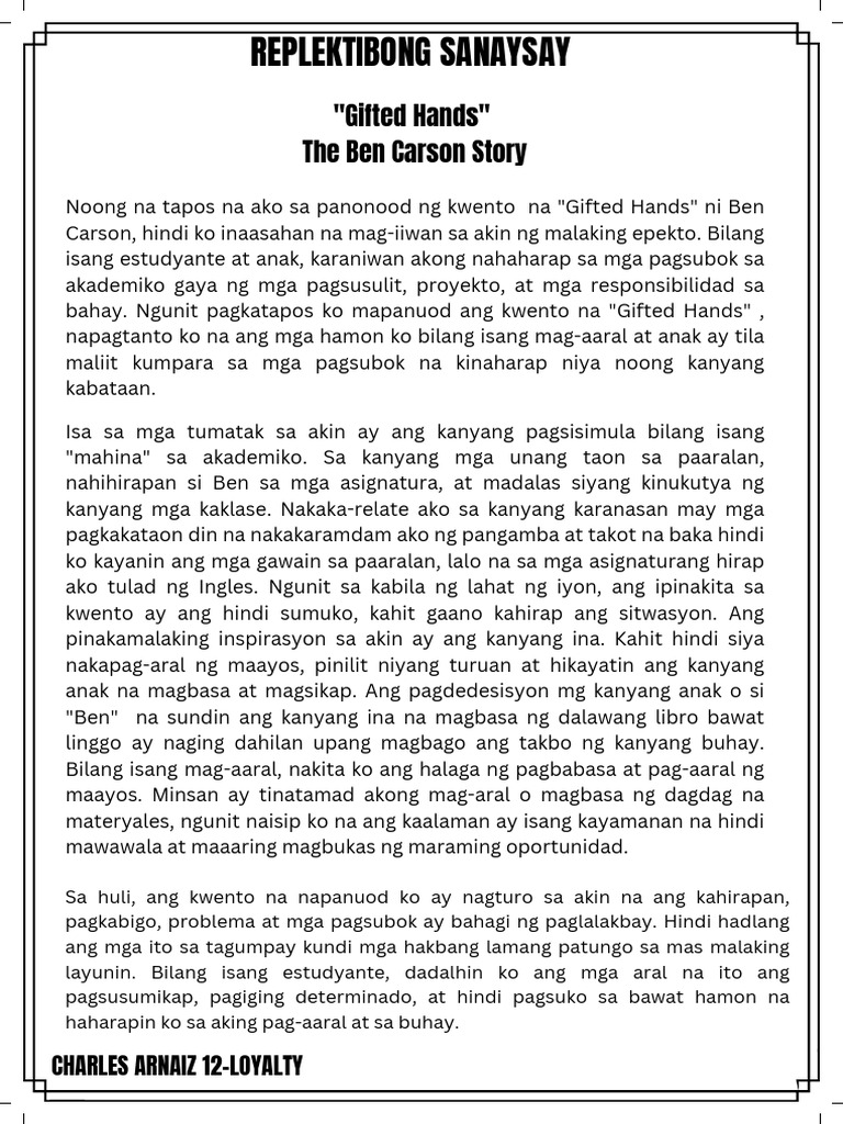 Noong Na Tapos Na Ako Sa Panonood NG Kwento Na Gifted Hands Ni Ben ...