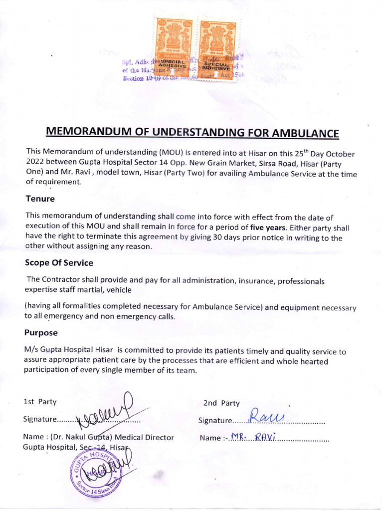 Ambulance Mou | PDF