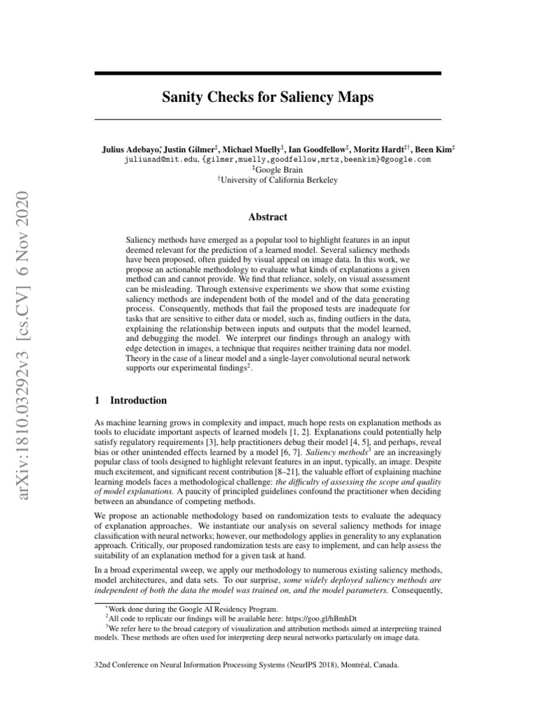 5.sanity Checks For Saliency Maps | PDF | Artificial Neural Network ...