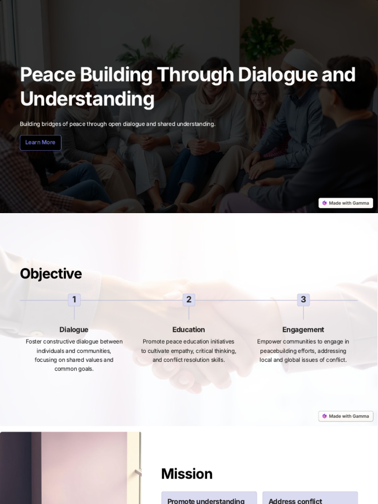 Peace Building Through Dialogue and Understanding | PDF | Peacebuilding ...