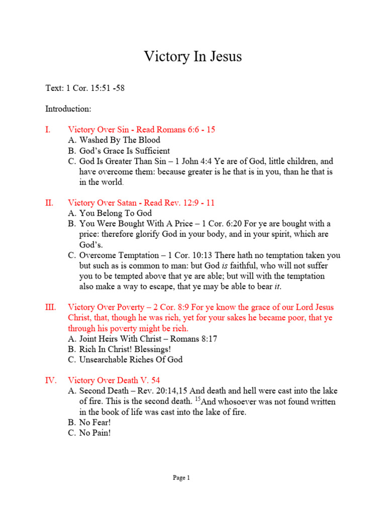 Victory in Jesus | PDF