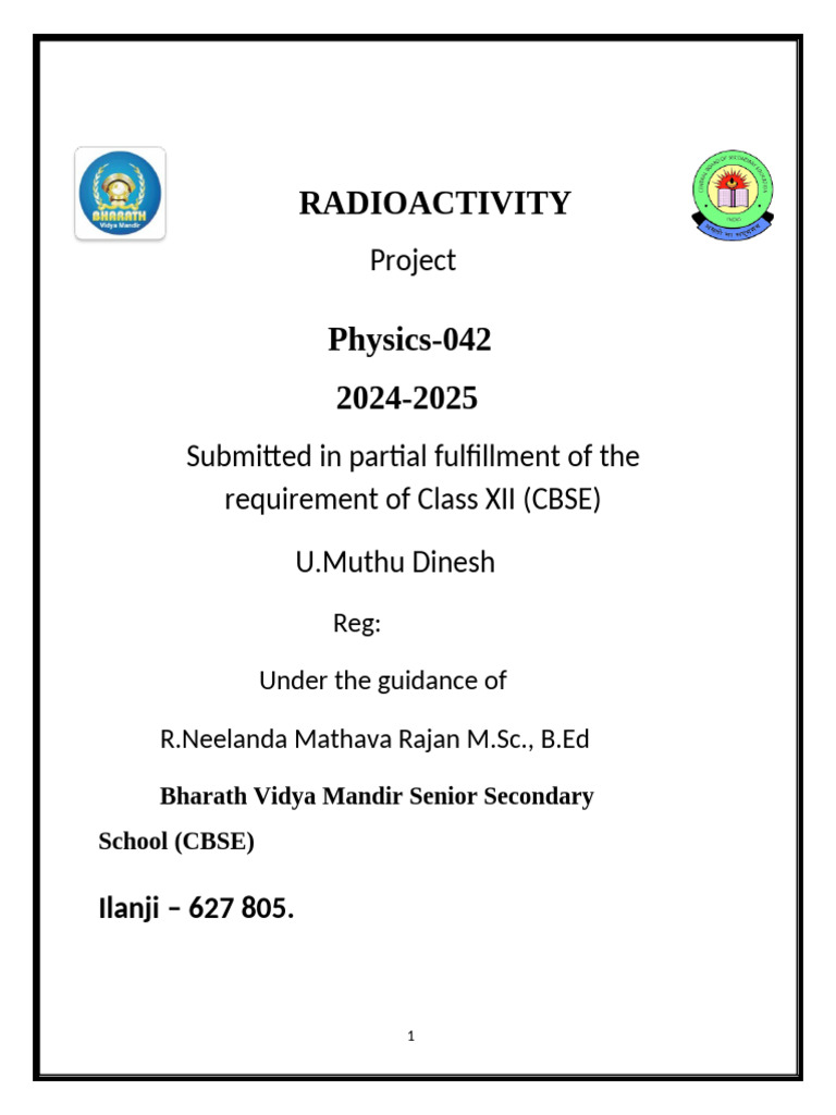 raadioactivity project | PDF | Radioactive Decay | Neutron