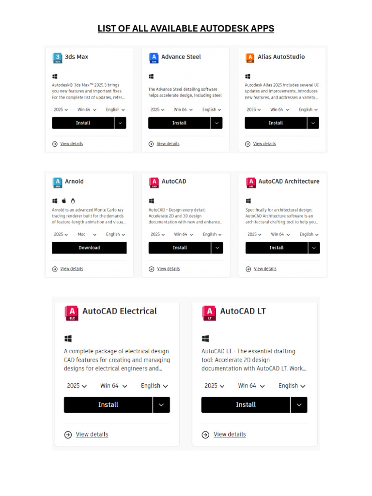 Autodesk All Apps List | PDF