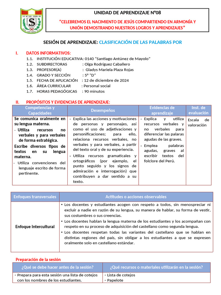 Clasificación de Palabras: Agudas, Graves, Esdrújulas | PDF ...