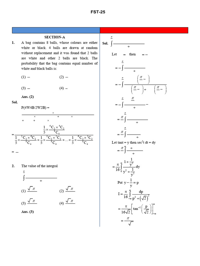FST-25 Solutions | PDF | Mathematics | Mathematical Concepts